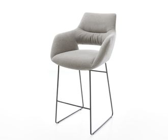 DELIFE Barstuhl Yago-Flex Strukturstoff Soft Grau Kufengestell Metall Schwarz Taschenfederkern, Barst&uuml;hle