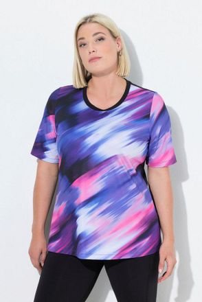 Ulla Popken T-Shirt T-Shirt R&uuml;cken-Cut-Out Rundhals Halbarm recycelt
