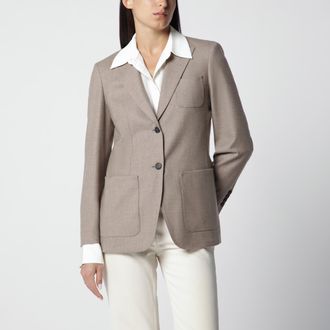 Max Mara Einreihige Jacke aus Cashmere-Foul&eacute; in Dunkelkhaki