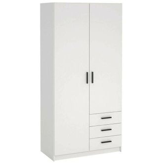 Dmora Kleiderschrank 2 Türen Sultani, Schlafzimmermöbel, Schrank, Garderobe, 99x50 h200 cm, Weiß - Dmora