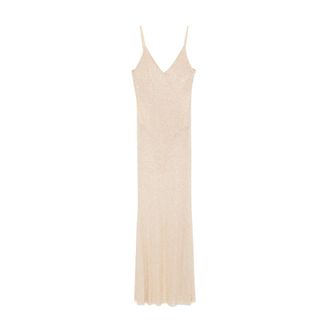 twentyfour Femme, Robes, Beige, Taille: 38 FR Robe de Soirée Cristal à Col V