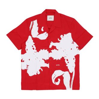 Arte Blumenmuster Kurzarmhemd - - Shirts - Herren - Rot - L
