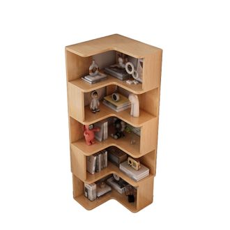 Generic 2-7-stufiges Eck-B&uuml;cherregal, B&uuml;cherregal aus Holz, kreativ gebogenes B&uuml;cherregal, zur Aufbewahrung von B&uuml;chern und Dekorationsgegenst&auml;nden, geeignet 