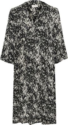 Kaffe Kleid KAhera Damen Kleid 3/4 Arm Knielang Print Elegant Freizeitkleid 42, Black/White Graphic Snake 42