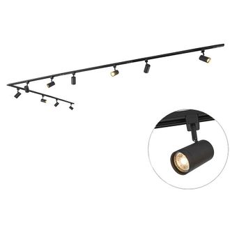 QAZQA Smartes Schienensystem schwarz 1-phasig 10-Licht inkl. WiFi GU10 - Iconic Jeana
