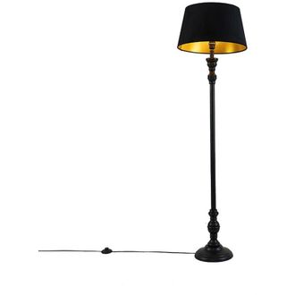 QAZQA Classico - led Dimmable Lampadaire avec Abat-Jour variateur inclus - 1 lumi&egrave;re - h 155 cm - Noir - Classique/Antique - &eacute;clairage int&eacute;rieur - Salon i