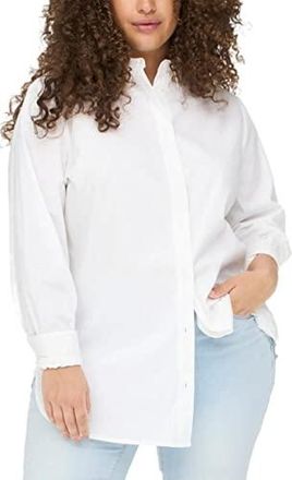 Only Carmakoma Womens Carnora New L/S T-Shirt WVN Noos pour Femme, Blanc Brillant, Taille 48, Blanc &eacute;clatant., 50