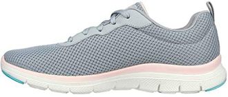 Skechers Femme Flex Appeal 4.0 Brilliant View Basket, Gray Mesh Light Pink Trim, 39.5 EU