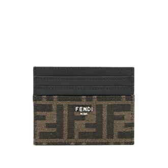 Fendi Jacquard Leder Kartenetui - - Accessories - Herren - Braun - ONE SIZE