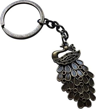 Generic Porte Clé Métal Paon porteclef maison Animal oiseau plume clef voiture cadeau anniversaire homme femme enfant garçon fille fête des mères mamans pères