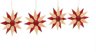 Rudolphs Schatzkiste Baumbehang Holzsterne Rot 4er Set BxHxT=8x8x2cm NEU Weihnachten Baumschmuck Holzschmuck Holz Seiffen Erzgebirge Strauchbehang Dekoration