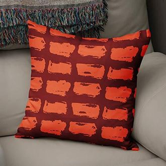 Bonamaison Le Jardin du Lin Kissen Zierkissenbezug Kissenbezug, Orange & Bordeaux Dekoration, Weich Bequem, Für Zuhause Autos Büro Sofa Wohnzimmer Couch Schlafzi