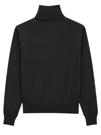 Saint Laurent Cashmere, Wool and Silk Blend Turtleneck - Black