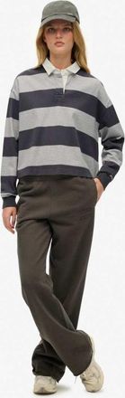 Superdry Athletic Essentials - Top style polo rugby &agrave; rayures - Anthracite/gris chin&eacute;