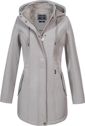 Eight2Nine Damen Softshelljacke LETN-041 wasserabweisender Kurzmantel mit Kapuze Light Grey M