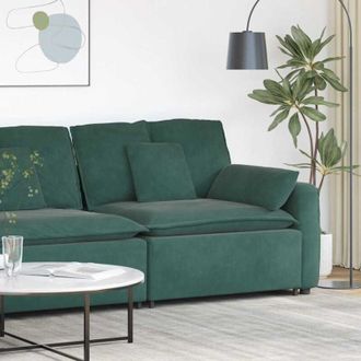 vidaXL Modulares Sofa Endmodul mit Armlehne Kissen Dunkelgr&uuml;n 100 cm - Vidaxl