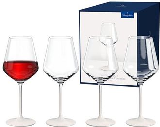 Villeroy & Boch Manufacture Rock blanc Rotweinglas Set 4 teilig Weiß, Weinglas Set für Rotwein, Gläser für Wein, Außergewöhnliche Gläser, Kristallglas