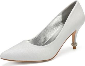 Generic Chaussures De Mariage Femme Été Mariée Bout Pointu Stylet Talons Eté Talon Mariage Soirée Chaussures 7.5Cm,Ivoire,36 EU