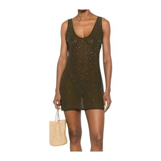 MC2 Saint Barth Mini robe transparente orn&eacute;e de strass - Femme - Robes - Vert - Taille: 36 FR