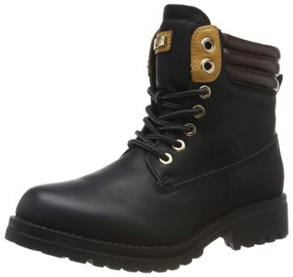 Stiefelparadies Warm Gef&uuml;tterte Stiefeletten Damen Worker BootsOutdoor Winterstiefel Schn&uuml;r Wildleder-Optik Schuhe 125746 Schwarz 40 Flandell