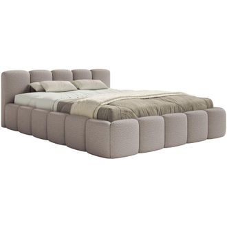 Selsey Selsey - Cloudy Low - Polsterbett 140x200 mit Holzlattenrost, hellgrau Boucl&eacute;