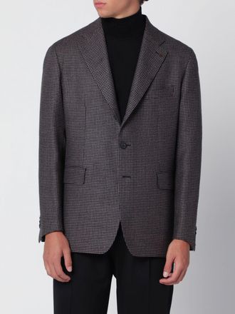 Tagliatore Blazer droit en pure laine vierge &agrave; motif pied-de-poule