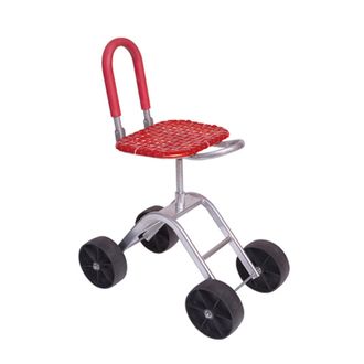 Generic Klappbarer Gartenhocker Mit 4 R&auml;dern, Rollbarer Verstellbarem, 360&deg; Drehbarem Sitz, for Rasen Und Garten(Red)