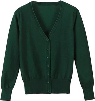 Generic Cardigan court noir en jersey pour femme, manteau de printemps, pull tricot&eacute; mode cor&eacute;enne, Vert fonc&eacute;., Taille 3XL