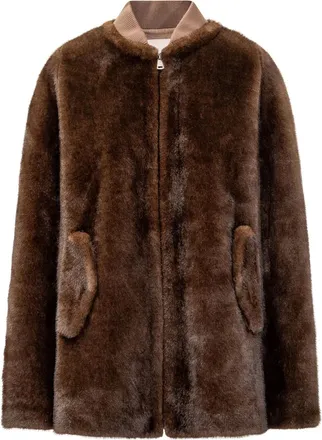 VALENTINI 1972 veste zipp&eacute;e textur&eacute;e - Marron