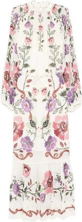 Farm Rio Farm Rio, Femme, Robes, Multicolore, Taille: 38 FR Robe Maxi Fleurie &agrave; Col Nou&eacute;