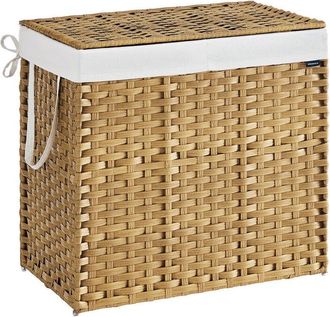 Songmics Panier de Rangement, Corbeille Linge Sale 160 l avec Couvercle, Pliable, Sacs en Tissu Amovibles et Poign&eacute;es, pour Couvertures, V&ecirc;tements, Salon