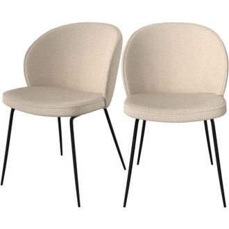 Rendez-Vous D&eacute;co Rendez-vous D&eacute;co - Lot de 2 chaises en tissu boucl&eacute; beige et pieds en m&eacute;tal - groom