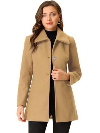 Allegra K Manteau dhiver pour femmes avec col rabattu et poches obliques Kaki L