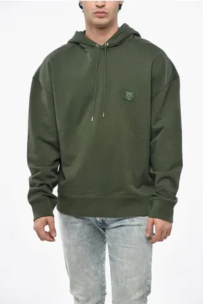 Maison Kitsun&eacute; Brushed Cotton Hoodie with Fox Detail size L