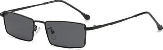 Generic Lunettes De Soleil Carr&eacute;es &Agrave; Petite Monture En M&eacute;tal For Hommes Et Femmes, Conduite Plein Air(Black)