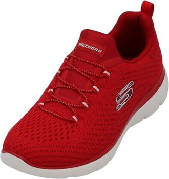 Skechers Femme Summits Fast Attraction Chaussures De Sport, Bordure Blanche en Maille Rouge, 37.5 EU