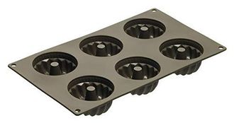Lurch 85029 FlexiForm Gugelhupf Mini 6fach braun / Backform für 6 kleine Kuchen aus 100% BPA-freiem Platin Silikon, braun