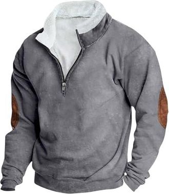 Generic Chandails en molleton pour homme - Sweat-shirt dhiver en velours épais - Chaud et résistant au froid - Sweat-shirt dhiver, gris, 3XL