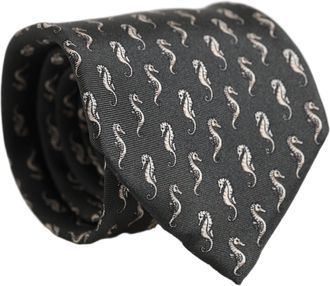 Dolce & Gabbana Seahorse Silk Necktie - Black