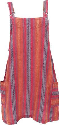 Guru Shop Gestreifter Boho Latzrock, Trägerkleid, Latzkleid - Rot/orange, Damen, Baumwolle, Size:XL