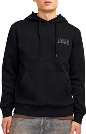 Jack & Jones Jack & Jones Homme avec Logo Jjecorp Noos Sweatshirt &Agrave; Capuche, Noir/D&eacute;tail : Petit Imprim&eacute;/Noir, XXL EU