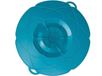 Kochblume das Original, Silikon Überkochschutz für Töpfe und Pfannen, Mikrowellen-Deckel, Spritzschutz und Dampfgar-Aufsatz | Farbe:türkis, Größe:M