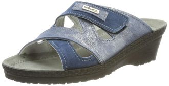 Rohde Damen Clogs Pantoletten Keilabsatz Neustadt-50 1475, Größe:37 EU, Farbe:Blau
