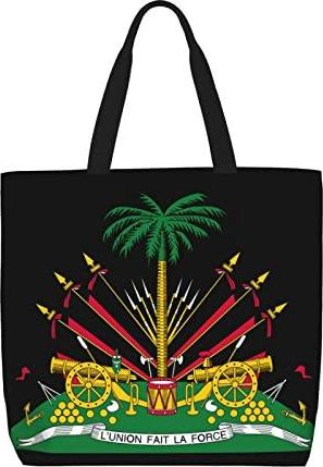 Generic Sac Fourre-Tout Drapeau Ha&iuml;tien Sac Biblioth&egrave;que Lavables R&eacute;utilisable Sacs &Agrave; Main, Pour Burea, Filles, Femmes, &Eacute;cole
