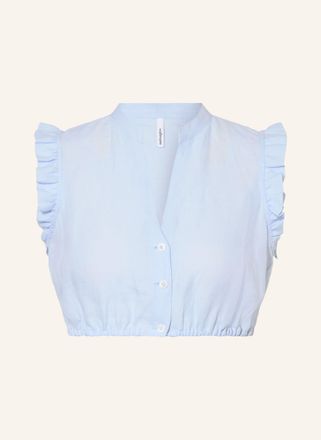 Wallmann Wallmann Dirndlbluse Serafina Aus Leinen Mit R&uuml;schen blau