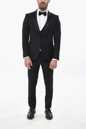 Corneliani CODE 3-teiliger Anzug mit spitzem Satinrevers Corneliani