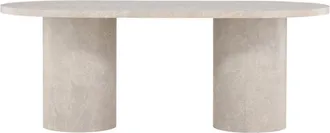 Venture Design Table &agrave; manger 8 personnes ovale effet marbre - Beige - Narvik