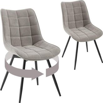 Woltu Lot de 2 Chaises Pivotantes Salle à Manger WOLTU, Chaises de Cuisine, Tissu en Velours, Pieds en Métal, Gris Clair