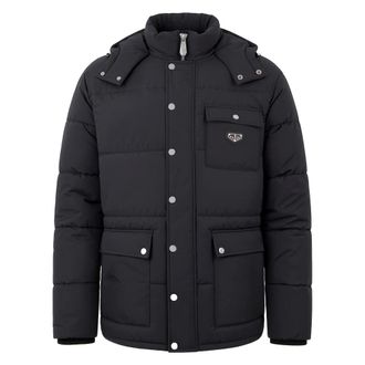 Philipp Plein Homme, Vestes, Noir, Taille: 2XL Nylon Puffer Jacket Gothic Plein