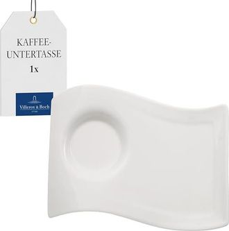 Villeroy & Boch NewWave Caff&eacute; Milchkaffee-Untertasse Wei&szlig;, Sp&uuml;lmaschinenfest, Mikrowellensicher, Untertassenteller, Kaffeetassen Untersetzer, Unterteller f&uuml;r Cappucci